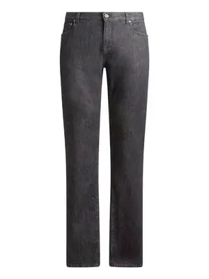 Etro Pegaso-appliqué Five-pocket Jeans - Grey
