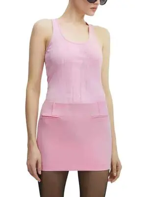 Patrizia Pepe Ribbed Tank Top - Pink