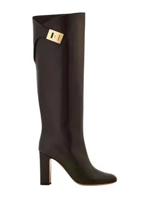 FERRAGAMO 90mm Hug-buckle Knee-high Boots - Brown
