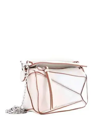 Loewe Puzzle Leather Mini Crossbody Bag - White
