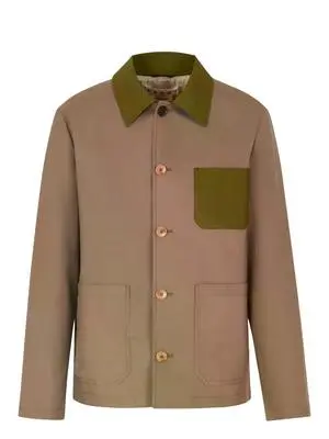 Marni Contrast-collar Pocket Shirt Jacket - Brown