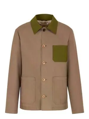 Marni Contrast-collar Pocket Shirt Jacket - Brown