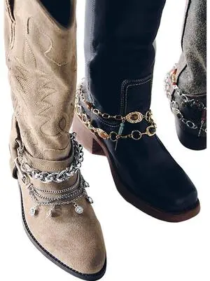 Free People Chain Boot Harness Silver