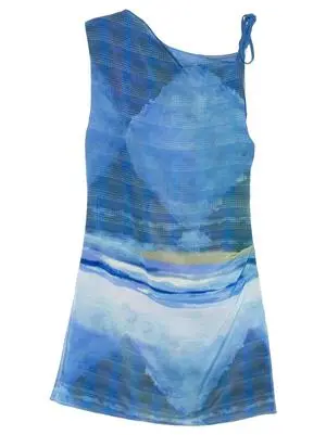 Sir The Label Isla Waves Print Mini Dress - Blue