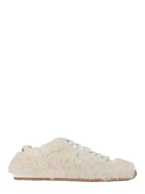 Miu Miu Shearling Lace-up Sneakers - Neutrals