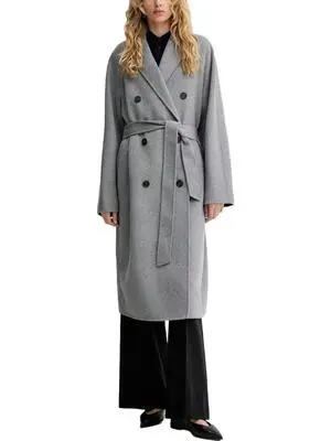 Marc O'polo Double-breasted Belted Coat - Grey