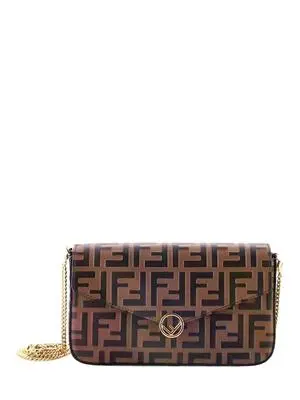 Fendi Zucca Embossed Leather Clutch Bag - Brown