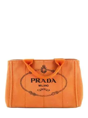 Prada Canapa Convertible Canvas Mini Tote - Orange
