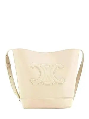 Celine Cuir Triomphe Leather Small Bucket Bag - Neutrals