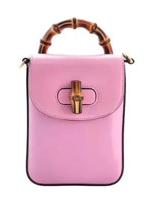 Gucci Bamboo Top Handle Leather Mini Backpack - Pink
