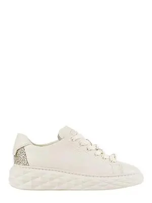 JIMMY CHOO Diamond Light Maxi Glitter-embellished Leather Trainers - V Latte Mix