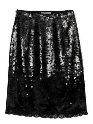 PRADA Sequin-Embellished Straight Skirt