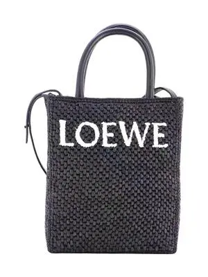 Loewe A5 Tote Raffia And Leather Crossbody Bag - Black