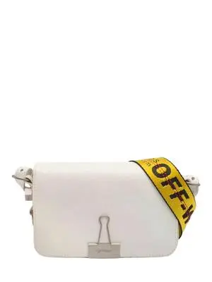 Off-White 2019-2021 Mini Leather Binder Clip Flap Crossbody Bag - White