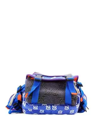 Gucci Buckle Flap Chest Strap Gg Fabric Backpack - Multicolour