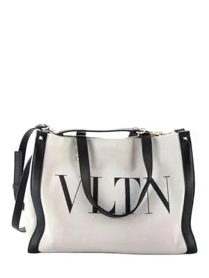 Valentino Garavani Grande Plage Vltn Canvas Small Tote Bag - Black