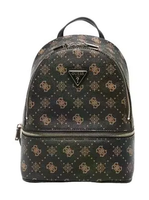 Guess Monogram Backpack With Zip Fastening - Brown