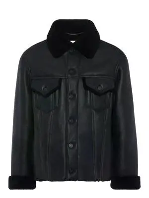 MAISON MARGIELA Waxed Shearling Jacket - Black