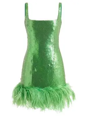 16Arlington Sior Sequin Feather Dress - Green