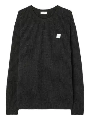 American Vintage Ribbed Logo-patch Sweater - Grey