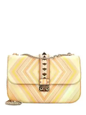 Valentino Garavani 1973 Glam Lock Striped Leather Medium Shoulder Bag - Multicolour