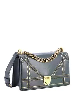 Dior Diorama Flap Bag Studded Leather Small Shoulder Bag - Green