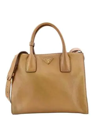 Prada Convertible Shopping Vitello Daino Medium Tote Bag - Neutrals