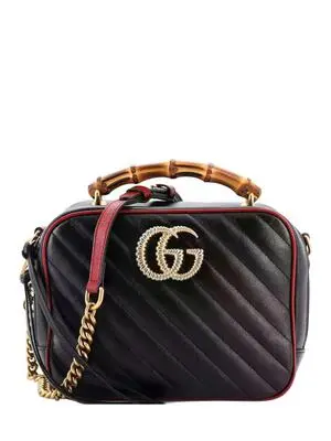 Gucci Marmont Torchon Bamboo Camera Shoulder Bag - Black