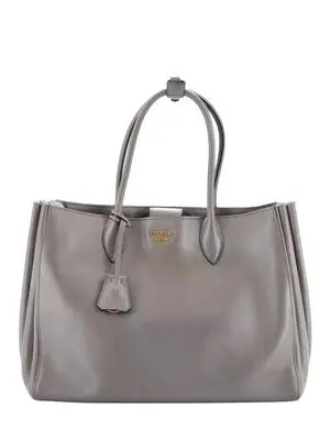 Prada Soft Bibliotheque City Calfskin Large Tote Bag - Neutrals