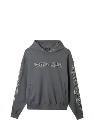 THUG CLUB Flame Motif Hoodie - Grey