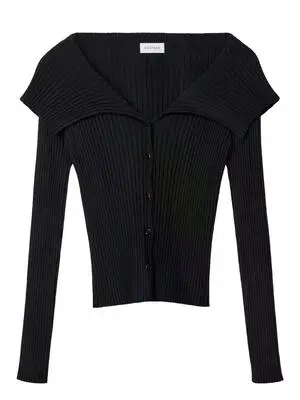 HOUSE OF DAGMAR Ribbed Merino Wool Cardigan - Black