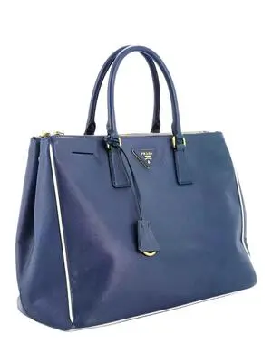Prada Double Zip Lux Saffiano Leather Large Tote Bag - Blue