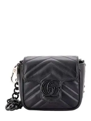 Gucci Gg Marmont Flap Matelasse Mini Belt Bag - Black