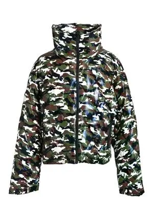 BREATH Camouflage Funnel-neck Jacket - Green