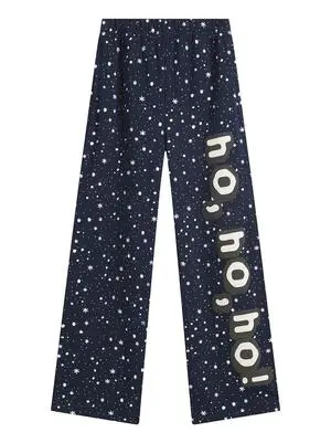 SKIMS X Cpfm Cotton Fleece Straight Leg Pant - Navy Ho Ho Ho Snow Print