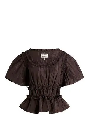 DAMSON MADDER Everly Ruffle Blouse - Choc
