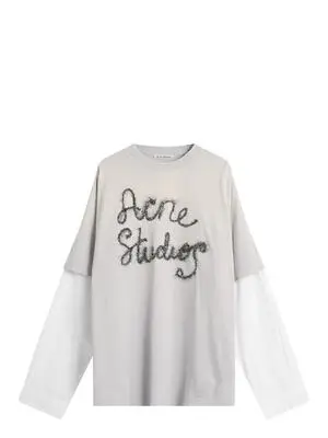 Acne Studios Tinsel Logo Double Sleeve T-shirt - Light Blue