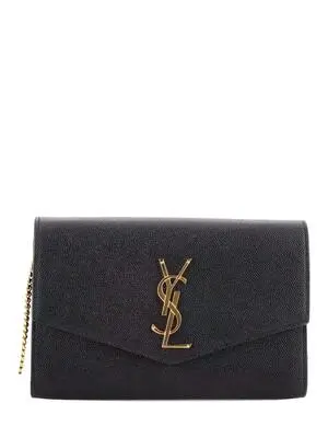 Saint Laurent Uptown Chain Wallet Leather Crossbody Bag - Black