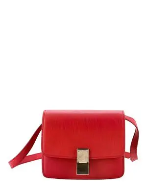 Celine Classic Box Bag Grainy Leather Crossbody Bag - Red