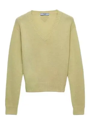 Prada V-neck Ribbed Sweater - Green