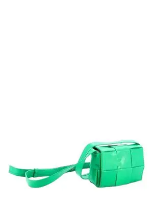 Bottega Veneta Cassette Maxi Intrecciato Leather Crossbody Bag - Green