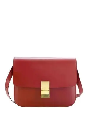 Celine Classic Box Bag Smooth Leather Crossbody Bag - Red