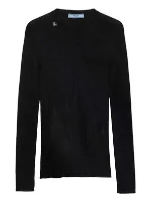 Prada Ribbed Triangle-logo Sweater - Black