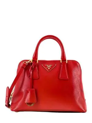 Prada Promenade Satchel In Saffiano Leather - Red