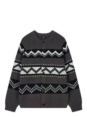 STUDIO TOMBOY Fair Isle Round-neck Cardigan - Grey