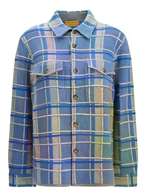 Guest In Residence Plaid Patch-pocket Shirt - Blue