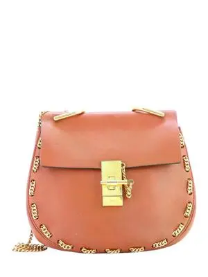 Chloé Drew Chain Embellished Leather Crossbody Bag - Brown