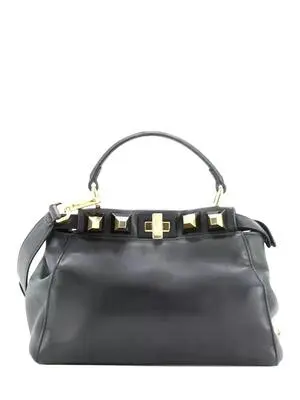 Fendi Mini Peekaboo Satchel With Studded Detail - Black