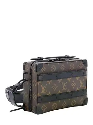 LOUIS VUITTON Handle Soft Trunk Bag Macassar Monogram Canvas Crossbody - Black