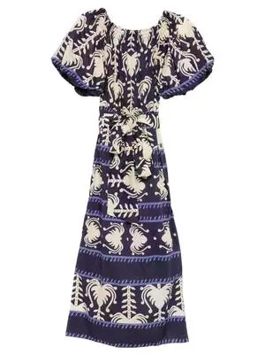 Johanna Ortiz Patterned Off-shoulder Midi Dress - Purple